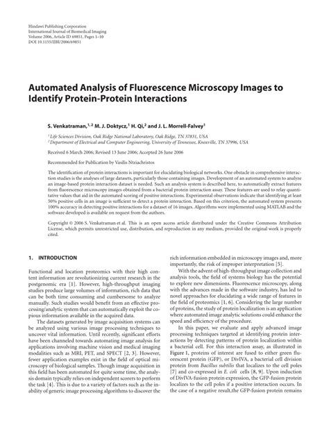 Pdf Automated Analysis Of Fluorescence Microscopy Images To Identify