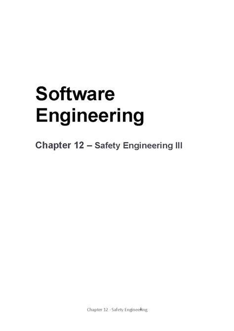 Software Engineering Ch12 Safety Engineering Lecture 3 Software Engineering Chapter 12