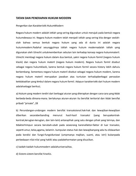 Tatan Dan Penerapan Hukum Modern Tatan Dan Penerapan Hukum Modern Pengertian Dan Karakteristik