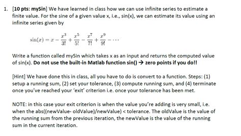 Solved We Have Learned In Class How We Can Use Infinite