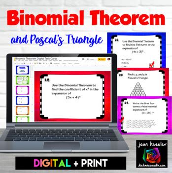 Binomial Theorem And Pascal S Triangle Digital Plus Print Binomial Theorem Student Skills
