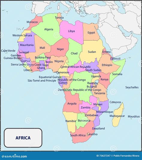 Πολιτικός χάρτης της Αφρικής με τα ονόματα Διανυσματική απεικόνιση εικονογραφία από 73627247