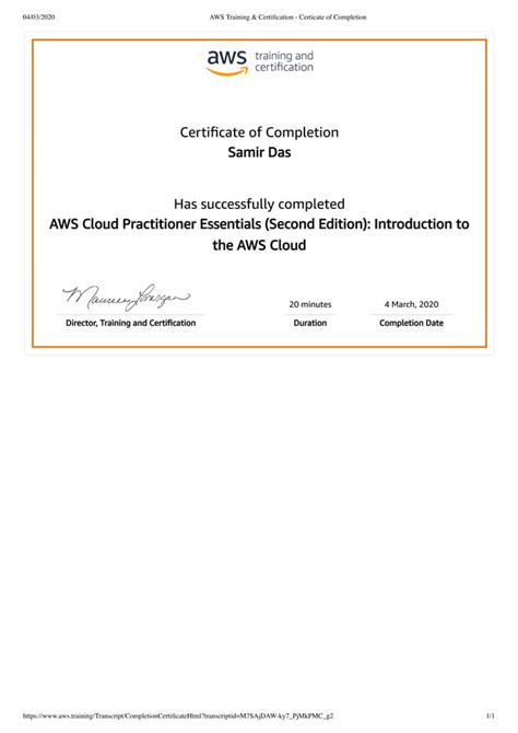 Introduction To Aws Cloud Aws Certification Completion Pdf
