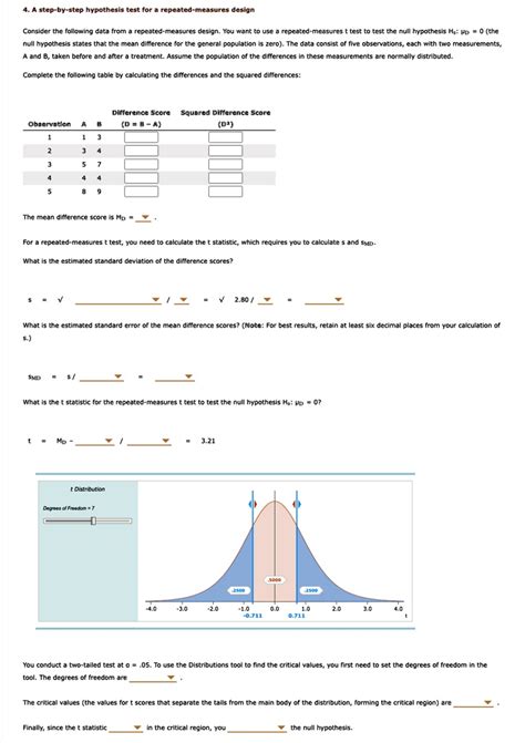 Solved A Step By Step Hypothesis Test For A Repeated Measures Design Consider The Following