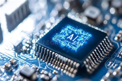 Ai Microchip On Circuit Board With Glowing Connections Highlighting