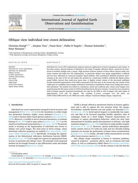 Pdf Oblique View Individual Tree Crown Delineation