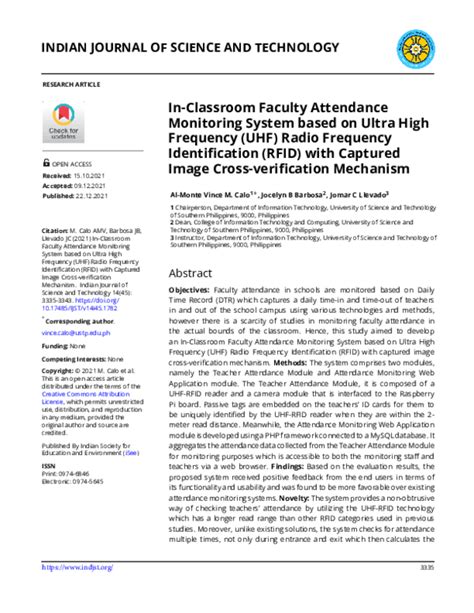Pdf In Classroom Faculty Attendance Monitoring System Based On Ultra High Frequency Uhf