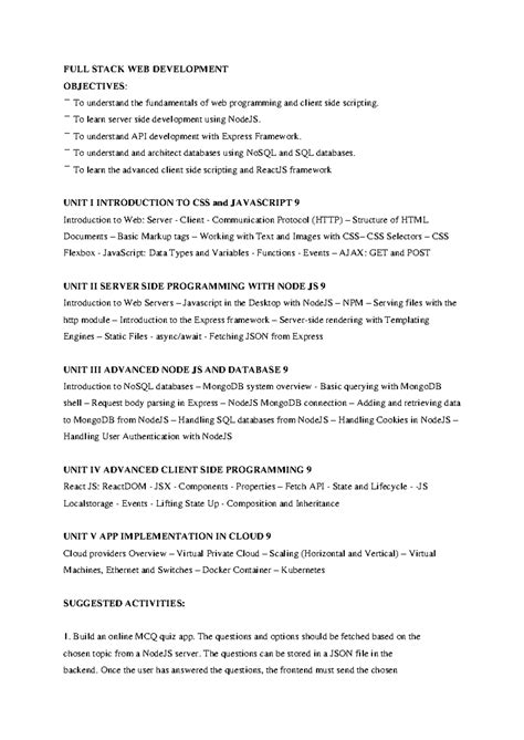 Full Stack Web Development Syllabus Full Stack Web Development
