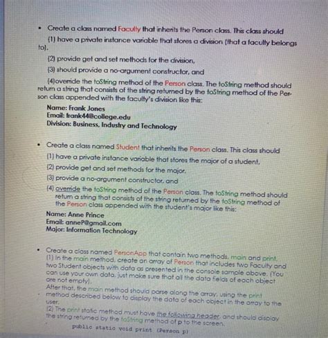 Solved 18m Specifications • Create A Person Class That 1