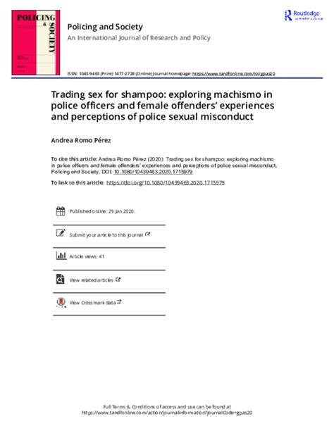 Pdf Trading Sex For Shampoo Exploring Machismo In Police Officers