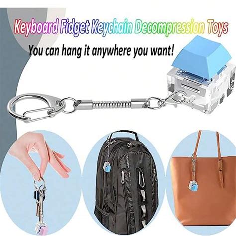1pc Keyboard Styled Fidget Toy Keychain For Stress Relief And Anxiety Keypad Button Keypad