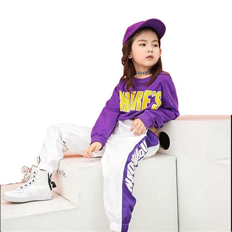 10 대 소녀를위한 패션 힙합 의류 세트 코튼 어린이 스포츠 정장 Streetwear 자르기 탑스와 바지 댄스 의류의류세트