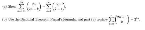Solved a Show Σ Σ Σ 1 b Use the Binomial Theorem Chegg com