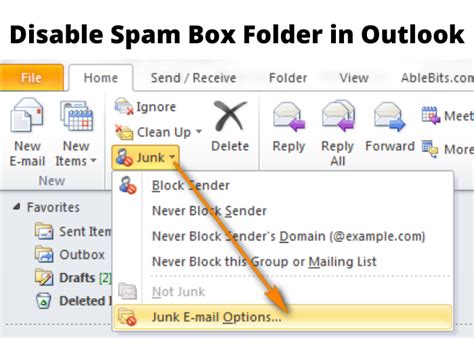Disable Spam Box Folder In Outlook Common Cents Millennial