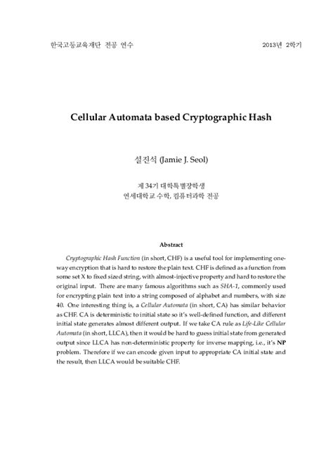 Pdf Llca Based Cryptographic Hash Function