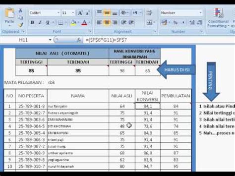 Rumus Konversi Nilai Dalam Excel Perhitungan Soal