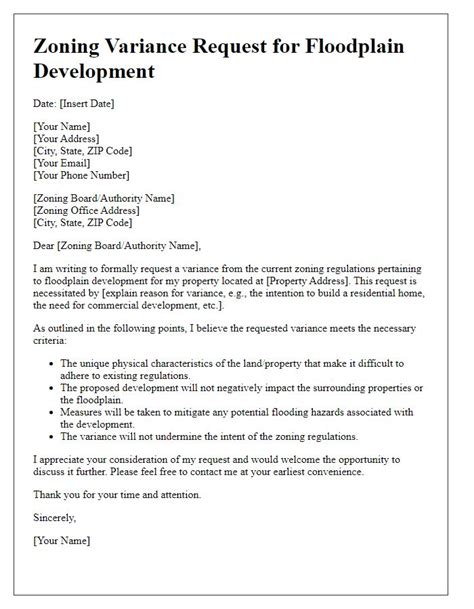 Letter Template For Zoning Variance Request Submission Free Samples