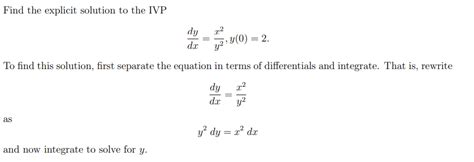 solved find the explicit solution to the