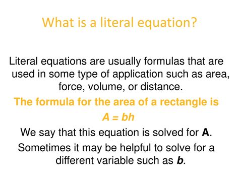 Ppt Solve Literal Equations For A Specified Variable Powerpoint