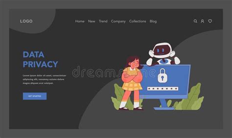 Ai In Education Emphasizes Data Privacy Flat Vector Illustration Stock Vector Illustration Of