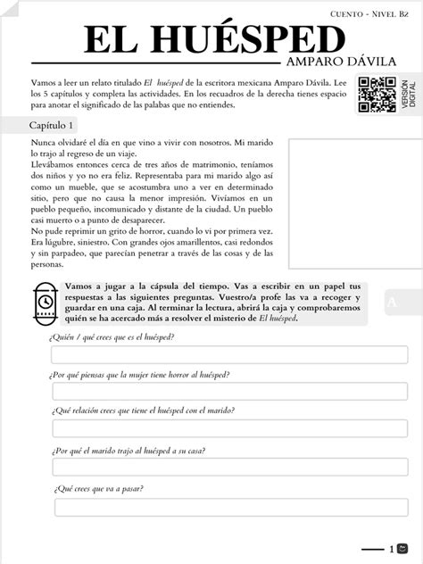 El Huésped De Amparo Dávila Cuento B2 Pdf