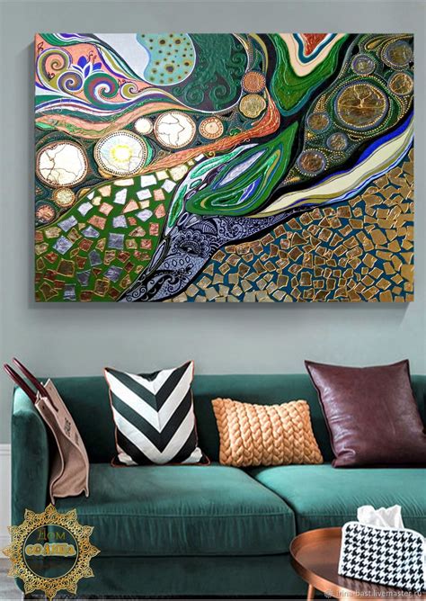 Интерьерная зеленая картина абстракция Лесная колдунья в интернет магазине Ярмарка Мастеров по