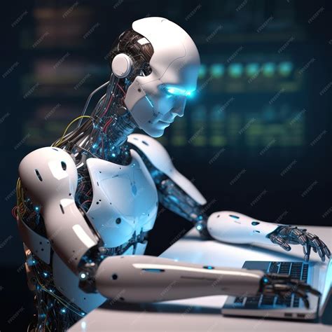 Robot Asistente Virtual Robot Escribiendo Un Robot Chatbot Negocio Ai Codificador Tecnología