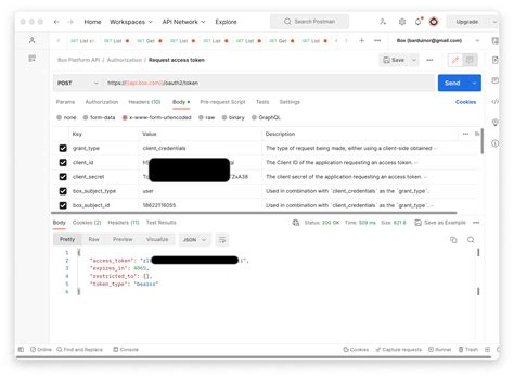 Error Grant Credentials Are Invalid When Requesting Token Box Support