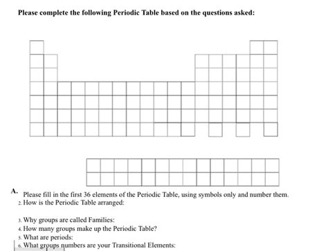 Solved Please Complete The Following Periodic Table Based On Chegg Com
