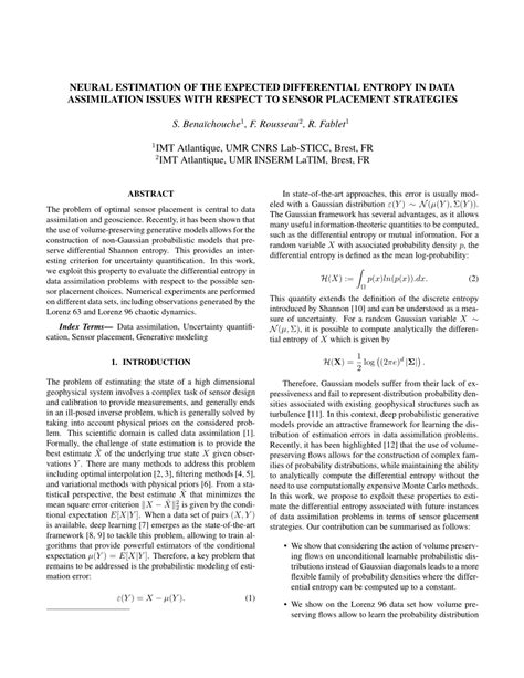 Pdf Neural Estimation Of The Expected Differential Entropy In Data Assimilation Issues With