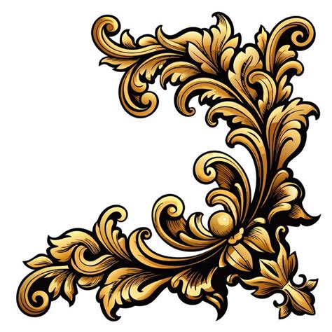 Ornate Gold Corner Design Element With Scrollwork And Floral Details Premium Ai Generated Vector