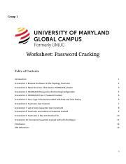 Group Lab Password Cracking Docx Group Worksheet Password Cracking Table Of Contents