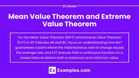 Unit 51 Mean Value Theorem And Extreme Value Theorem Notes