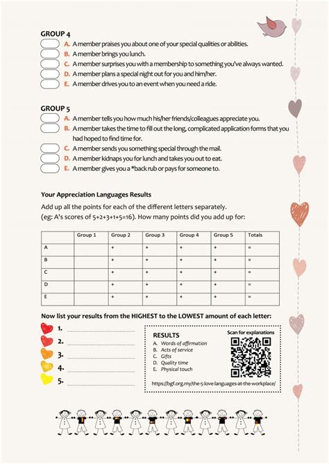 Five Love Languages Printable Quiz Educational Printable Worksheets