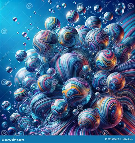 Celestial Dreamscape Vibrant Swirl Of Colorful Spheres Generative Ai Stock Illustration