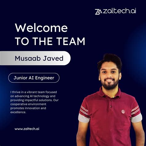 Zaltech Ai On Linkedin Welcome Newteammember Aiengineer Zaltechai Innovation Excellence