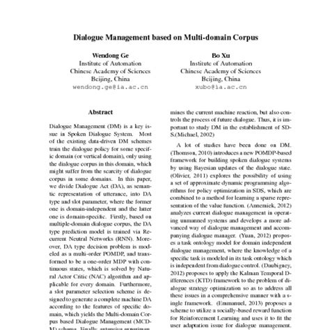 Dialogue Management Based On Multi Domain Corpus Acl Anthology