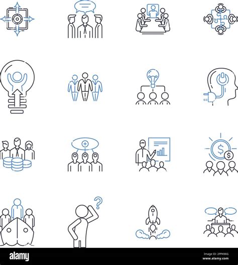 Collaboration Institution Line Icons Collection Partnership Alliance