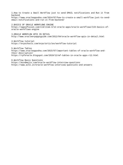 Oracle Workflow Usefull Links Pdf