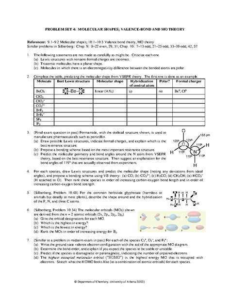 Problem Set 4 Chem 101 Practice Materials Problem Set 4 Molecular