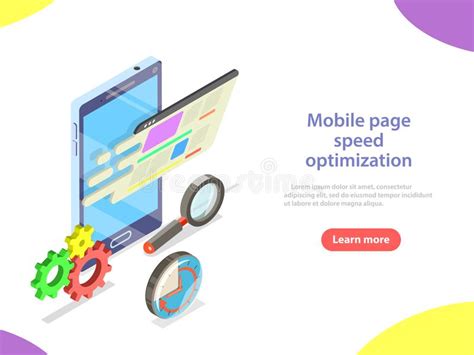 Mobile Page Speed Optimization Isometric Vector Stock Vector Illustration Of Isometric