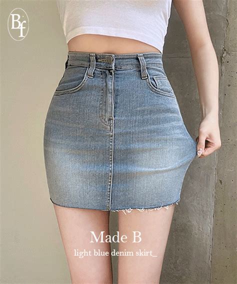 당일출고🚀 리뷰극찬💗 Made 자체제작 뮤트 연청 스판 H라인 청치마 데님 스커트 에이블리