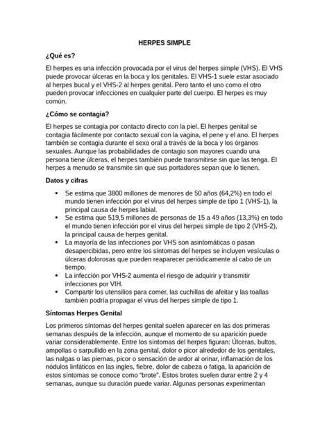 Herpes Simple Pdf Microbiología Medicina
