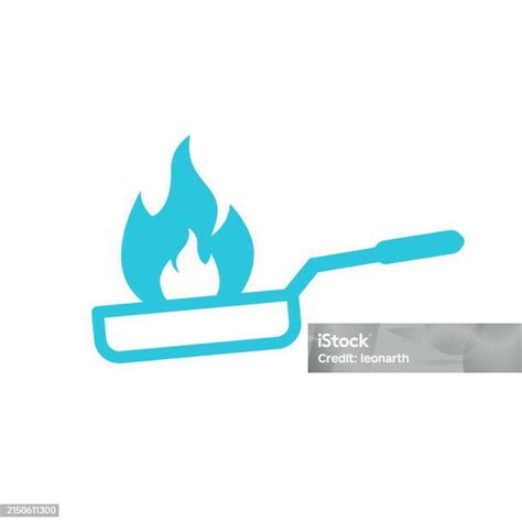 팬 Flambe 불타는 팬 아이콘입니다 흰색 배경에 고립되어 있습니다 파란색 아이콘 세트에서 강철에 대한 스톡 벡터 아트 및 기타 이미지 Istock