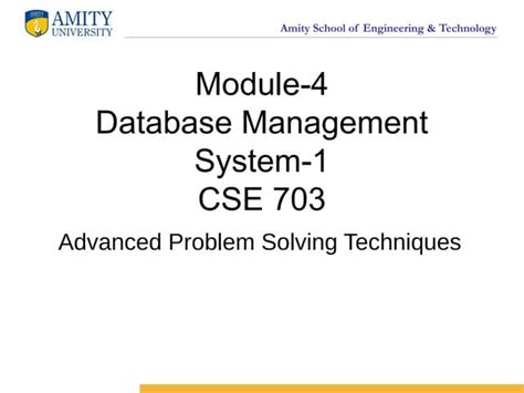 Advanced Problem Solving Techniques Cse703 Module 4 1pptx