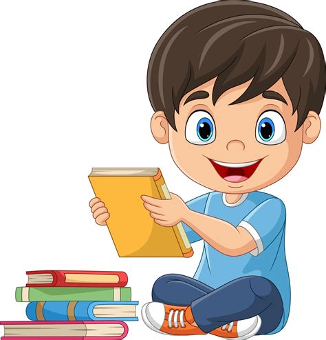 niño pequeño de dibujos animados sosteniendo un libro Clip art library Comic art girls Happy
