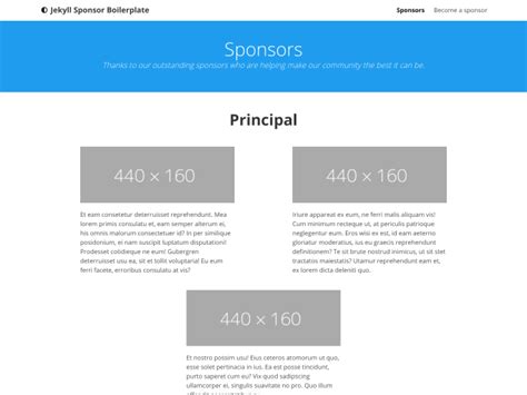 Jekyll Sponsors Boilerplate Jekyll Themes
