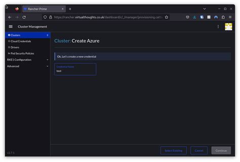 Unable To Click Continue When Specifying A New Cloud Credential As