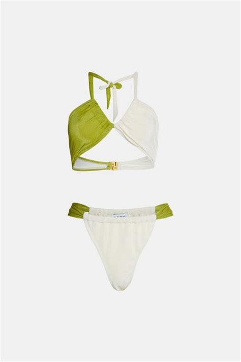 Swimwear Slinky Colourblock Ruched Floss Waist Bikini Set Warehouse