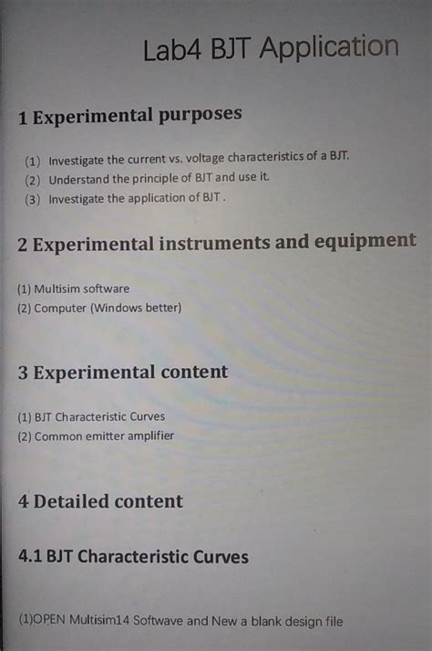 Solved Lab4 Bjt Application 1 Experimental Purposes 1
